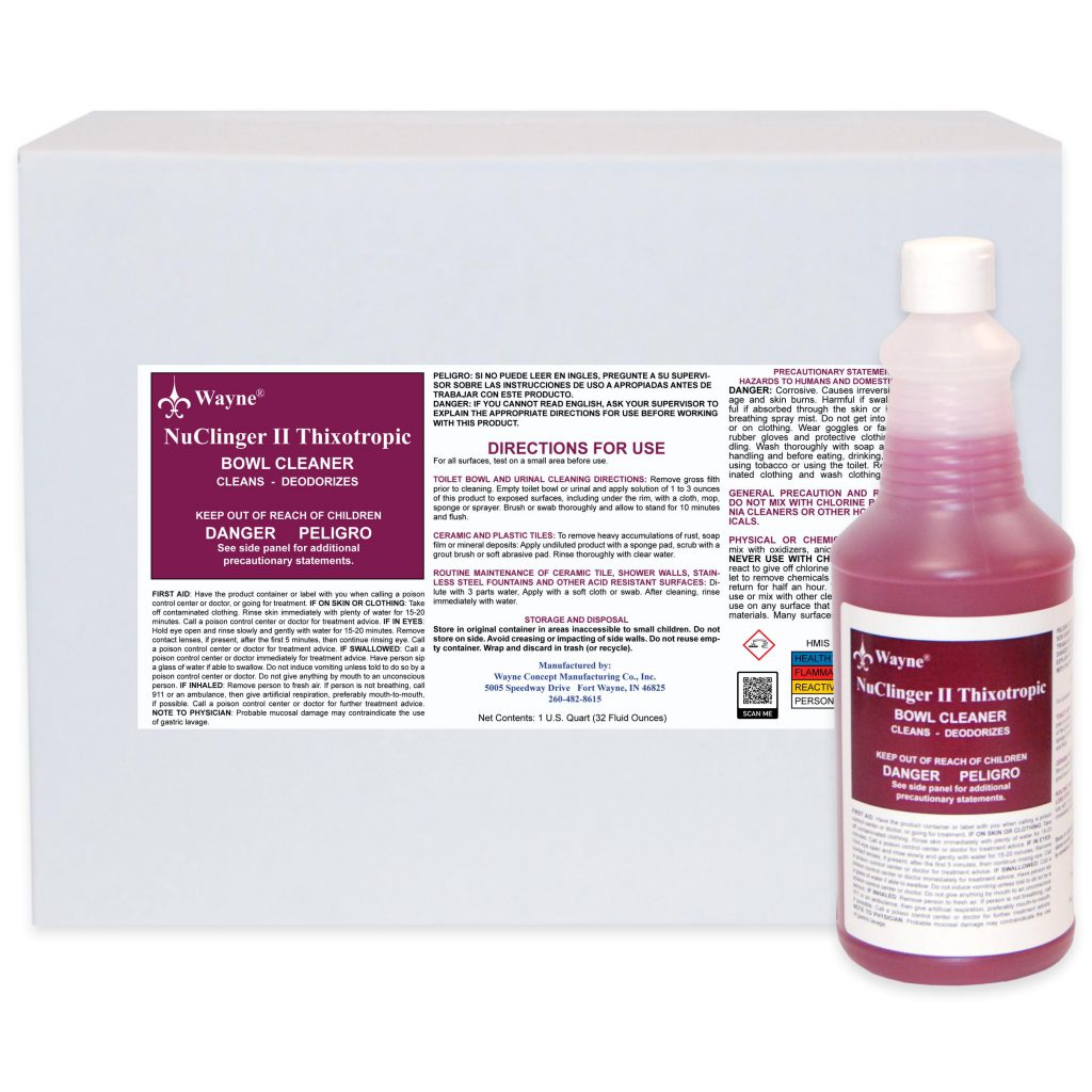NU-CLINGER II THIXOTROPIC BOWL CLEANER – The Janitors Supply Co., Inc.